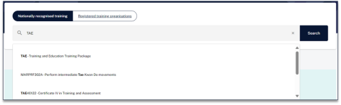 The search bar is also displayed on the top right of all NRT or RTO ...